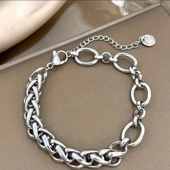 Jewelry | Silver Plated Stainless Steel Link Chain Bracelet Adjustable ...